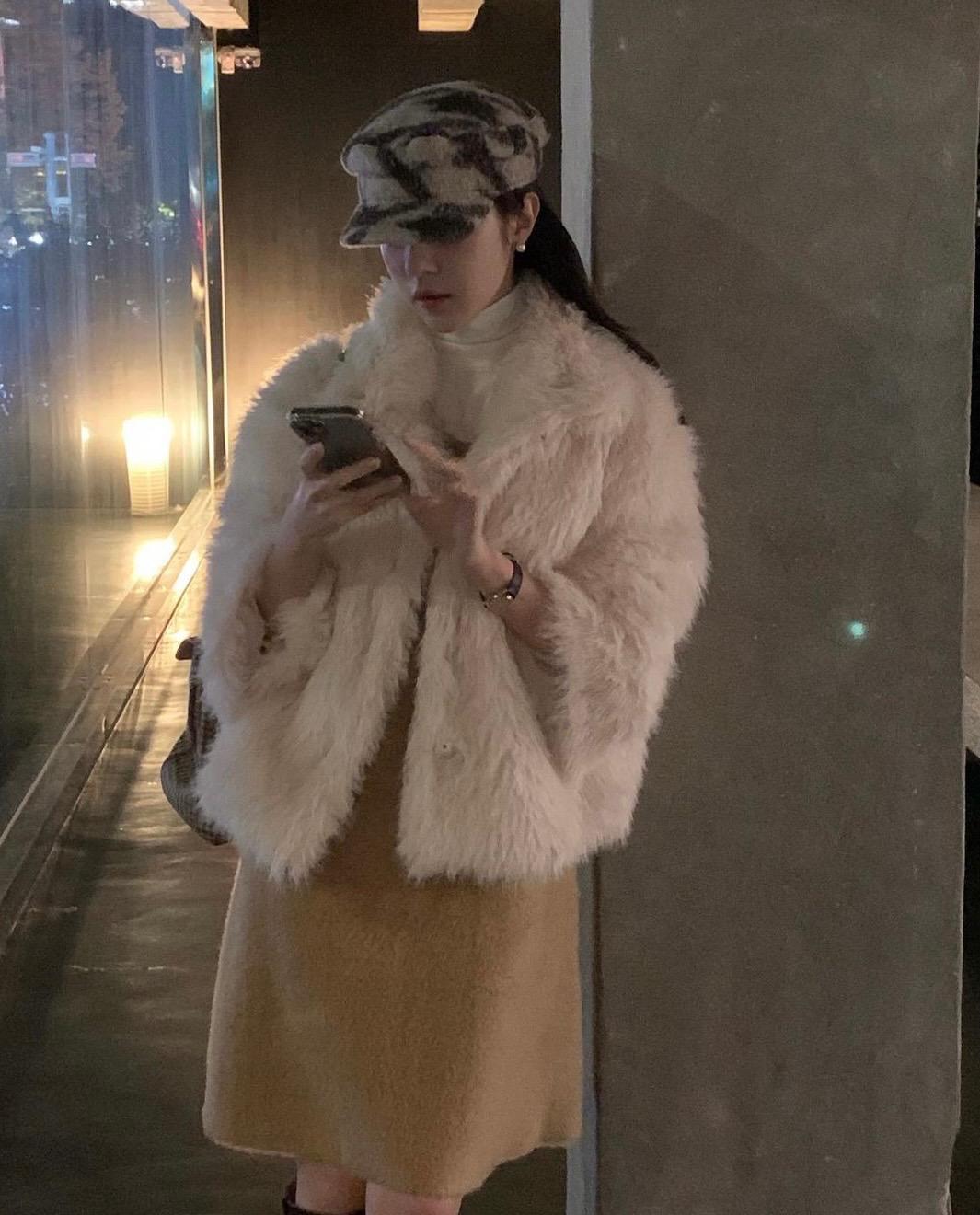 나우어데이즈 objet 오브제 하이넥 퍼 자켓 카라 싱글 페이크퍼 연말룩 jk (2col)