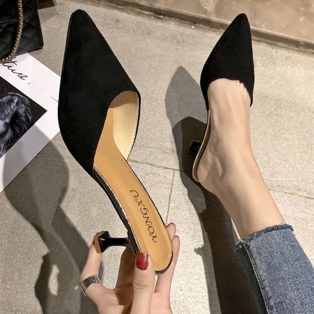 데일리나인 무료배송 Dnyne 여성로퍼 뮬 스웨이드 스틸레토 블로퍼 펌프스힐 미들힐 캐주얼신발 로퍼 여자 겨울신발 모카 털신