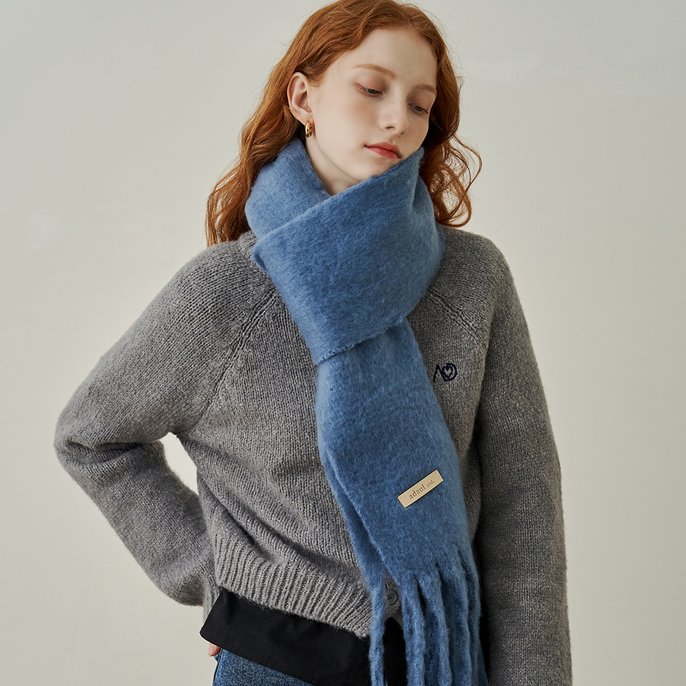 어다울 Soft basic mini long muffler - blue