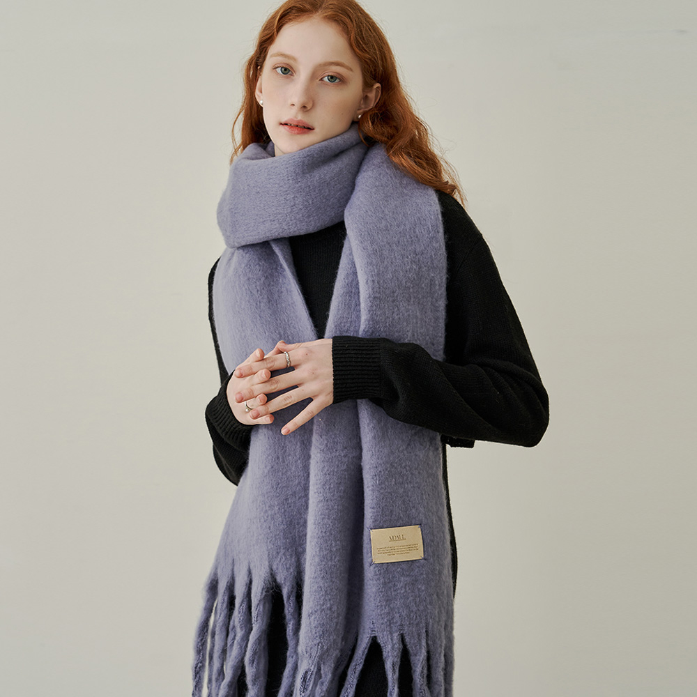 어다울 Simple patch wool long muffler - lavendergrey