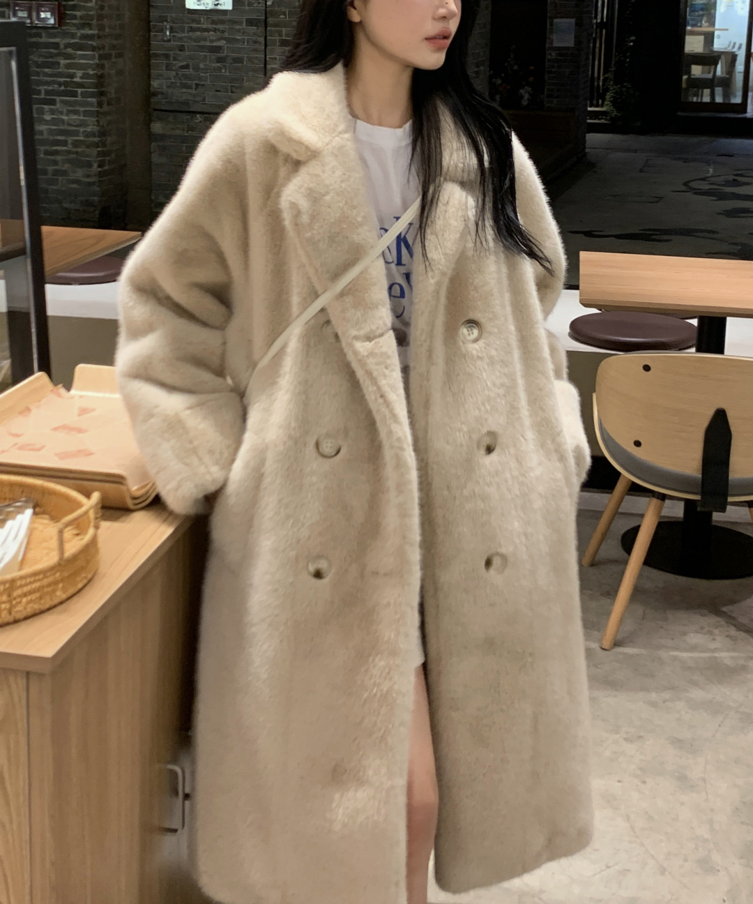제너럴셀러 하이넥 롱코트 부들부들 밍크 롱 따뜻 양털 기모 겨울 무스탕 퍼 여리여리