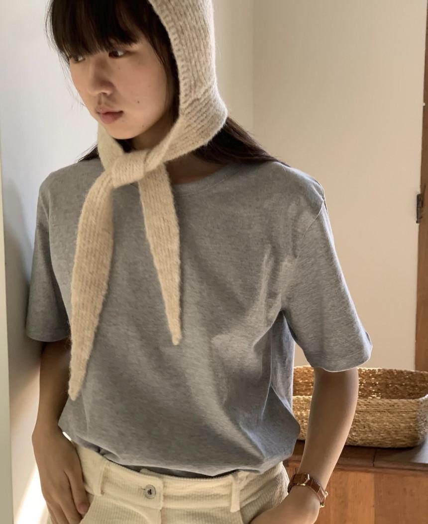 [JINSIM] 진심 이브 피치 반팔 티셔츠 기모 라운드 반팔티 (2color)