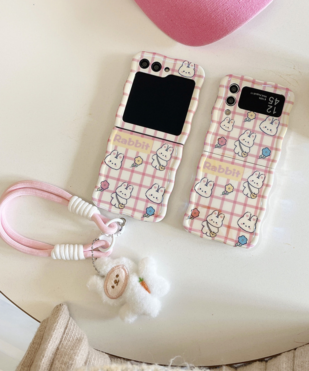 핑크리어카 귀여운 삼성 갤럭시 지플립 Z플립 3 4 5 6 가방 토끼 핑크 체크 키링 키치 지플립5케이스 지플립6케이스 심플 스트랩케이스 스트랩 핸드폰줄 핸드폰 폰 케이스