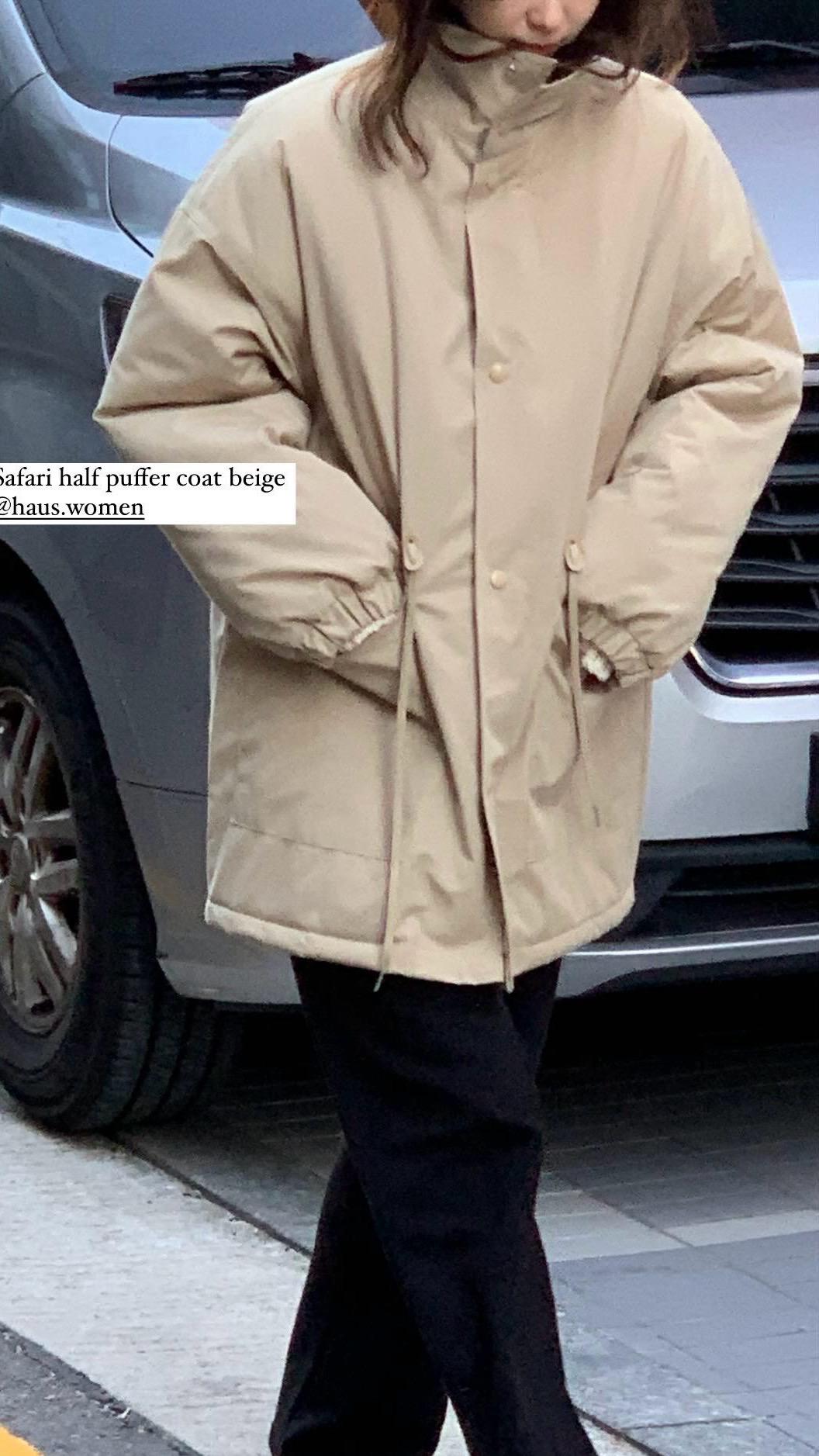 haus 하우스 사파리 하프 푸퍼 코트 하이넥 집업 누빔 점퍼 (2col)