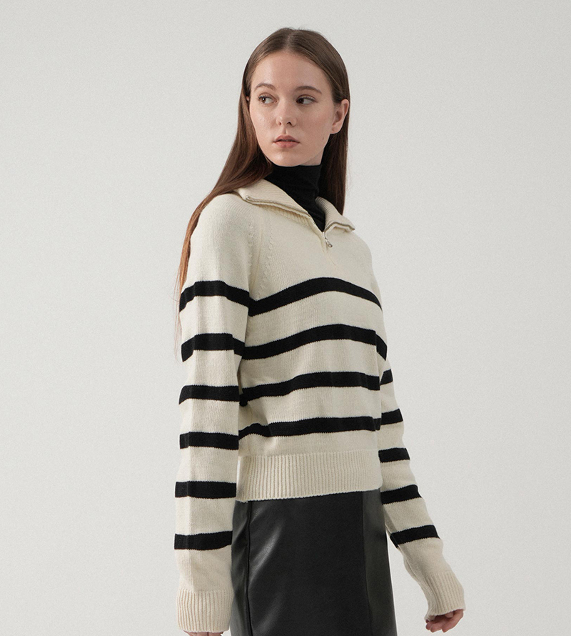 [MADE] 캐주얼 반목 프랭키 반 집업 니트 (4color)