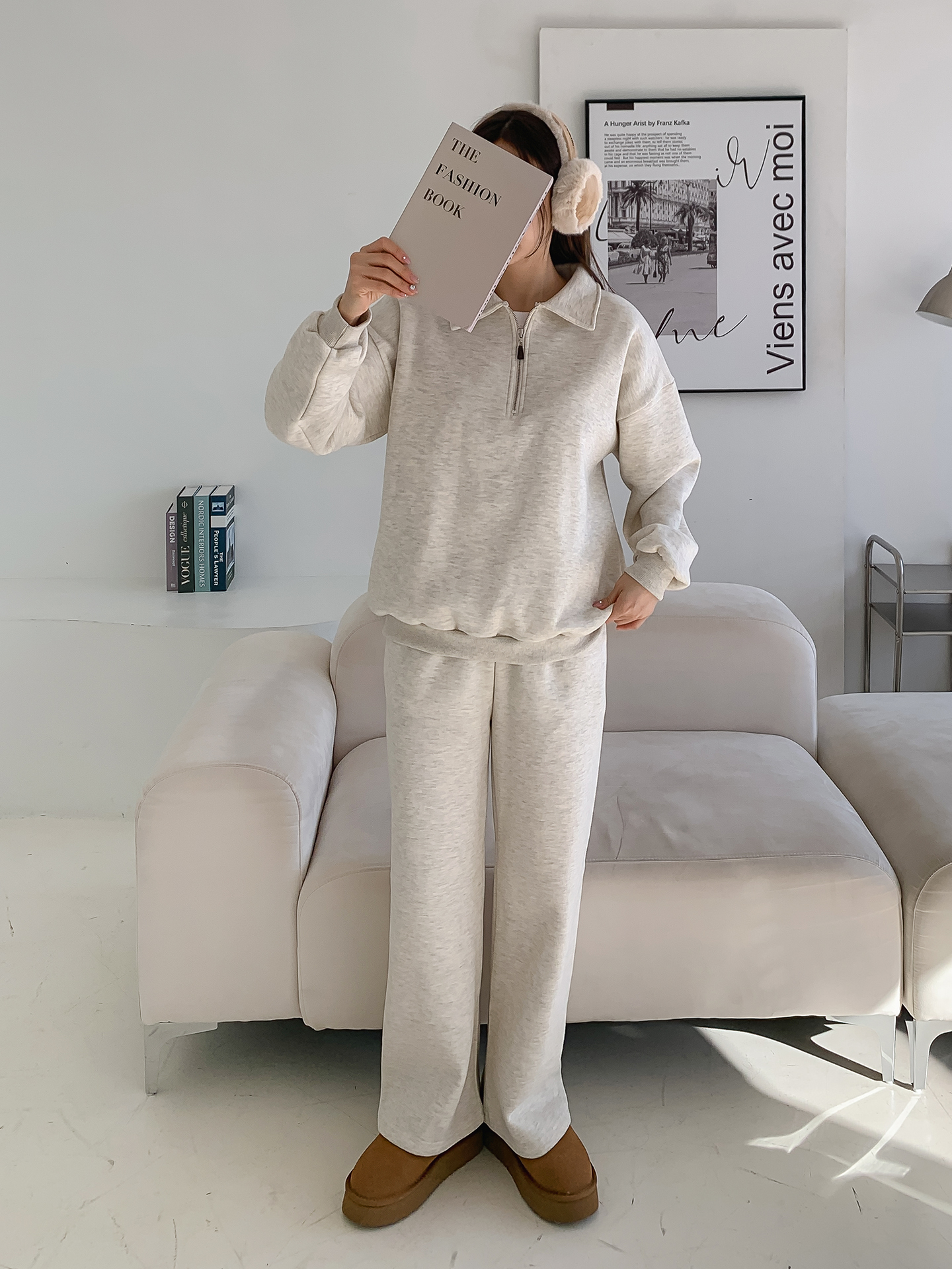 Set가격조거and와이드 핏최고 오버핏 반집업맨투맨 와이드팬츠 조거팬츠 트레이닝 세트 기모 데일리 꾸안꾸 운동복 츄리닝 국내자체제작