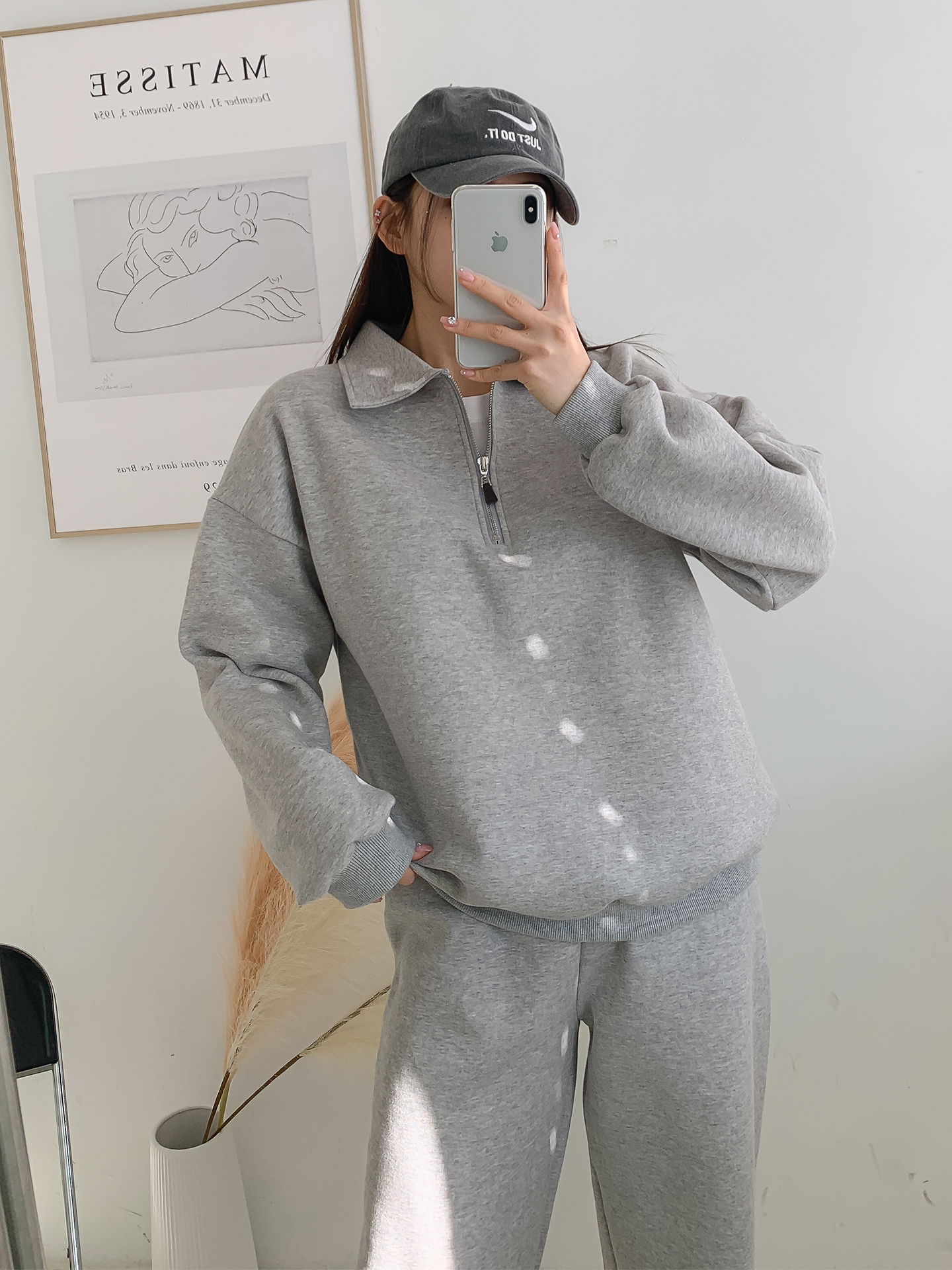 Set가격조거and와이드 핏최고 오버핏 반집업맨투맨 와이드팬츠 조거팬츠 트레이닝 세트 기모 데일리 꾸안꾸 운동복 츄리닝 국내자체제작