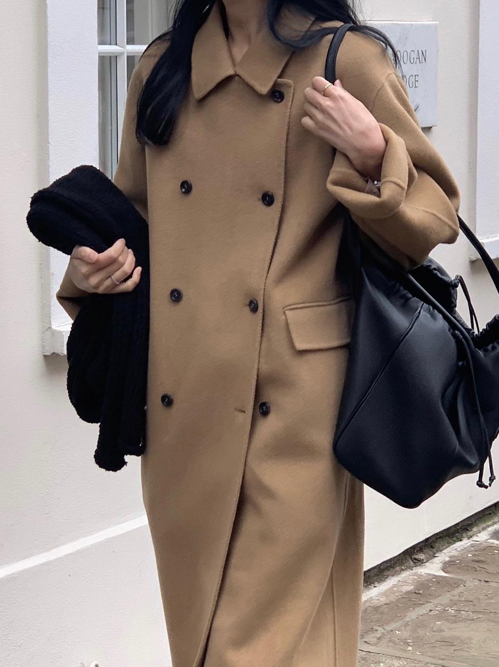 베르가못 로우 더블 코트 핸드메이드 울 캐시미어 롱 ct (2col)