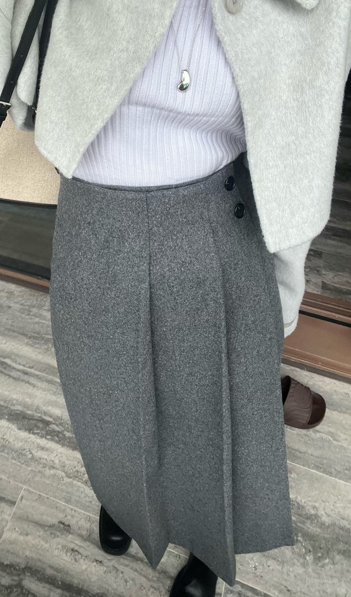 울30 플리츠 주름 랩 롱스커트