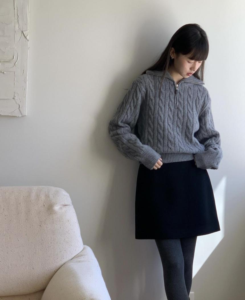 [JINSIM] 진심 파일로 스커트 A라인 울 미니 치마 (2color)