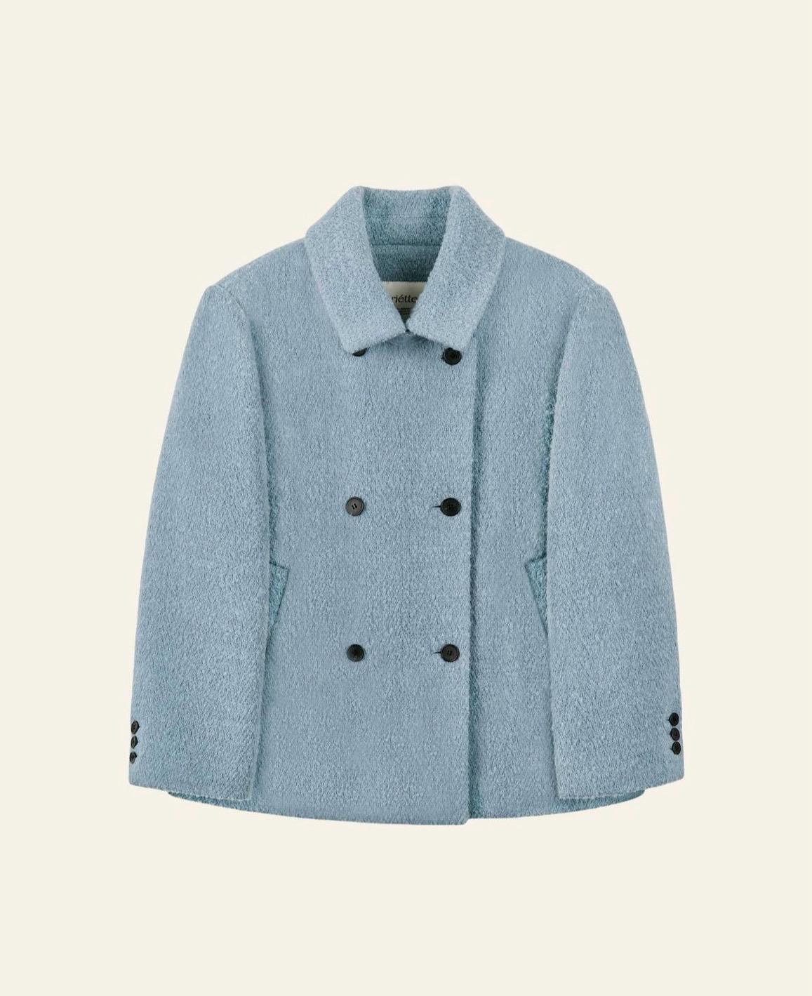 나우어데이즈 riette 리에뜨 유스 숏 코트 알파카 울 긴팔 카라 더블 부클 하프 ct