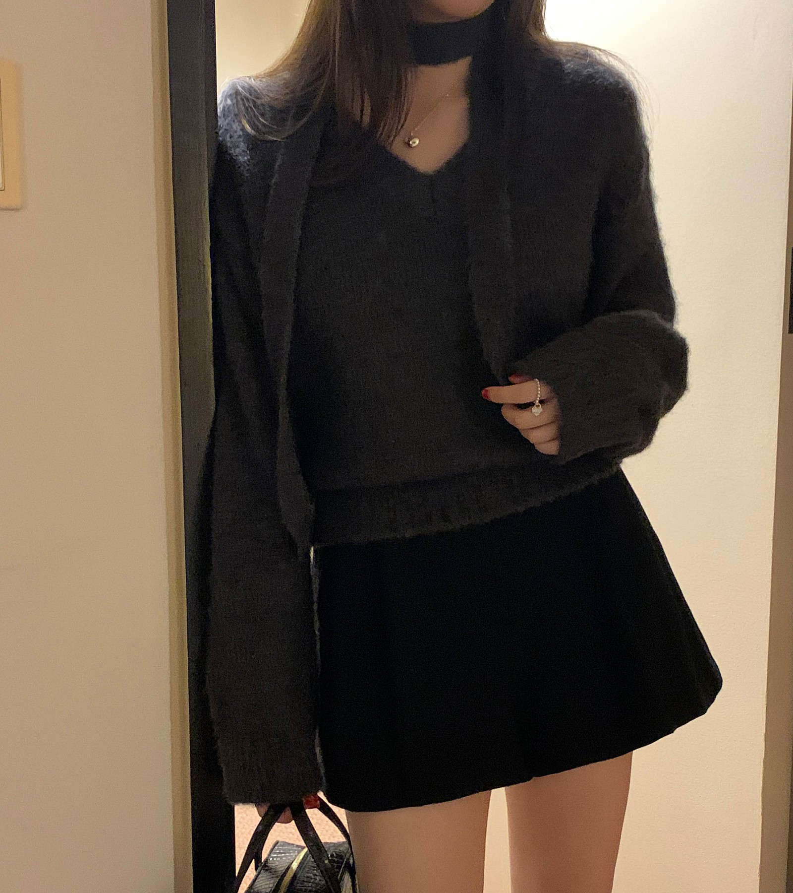 무무씨 울브이니트 머플러 세트 타이 니트 3col miel