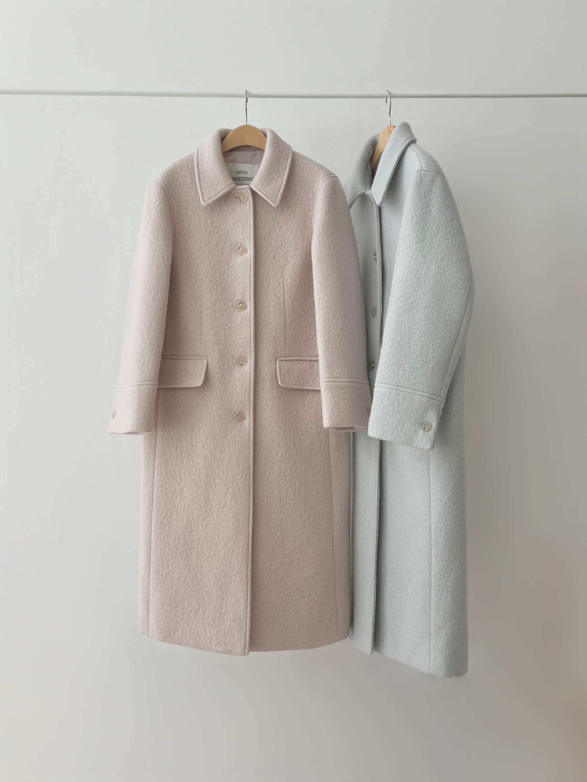 나우어데이즈 핑크 당일 / riette 리에뜨 모그 코트 울 모헤어 카라 싱글 롱 ct (2col)