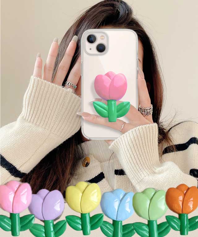 나인틴프라이데이 무료배송🚀당일출고 21 튤립 플라워 그립 스마트 톡 감성 유니크 입체 케이스 귀여운 우정 우정템 생일 친구 생일 선물 어린이 맥세이프