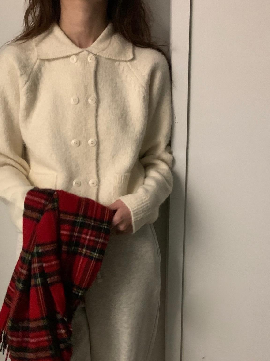 나우어데이즈 carol 캐롤 노엘 더블 가디건 카라 긴팔 울 니트 cd (2col)