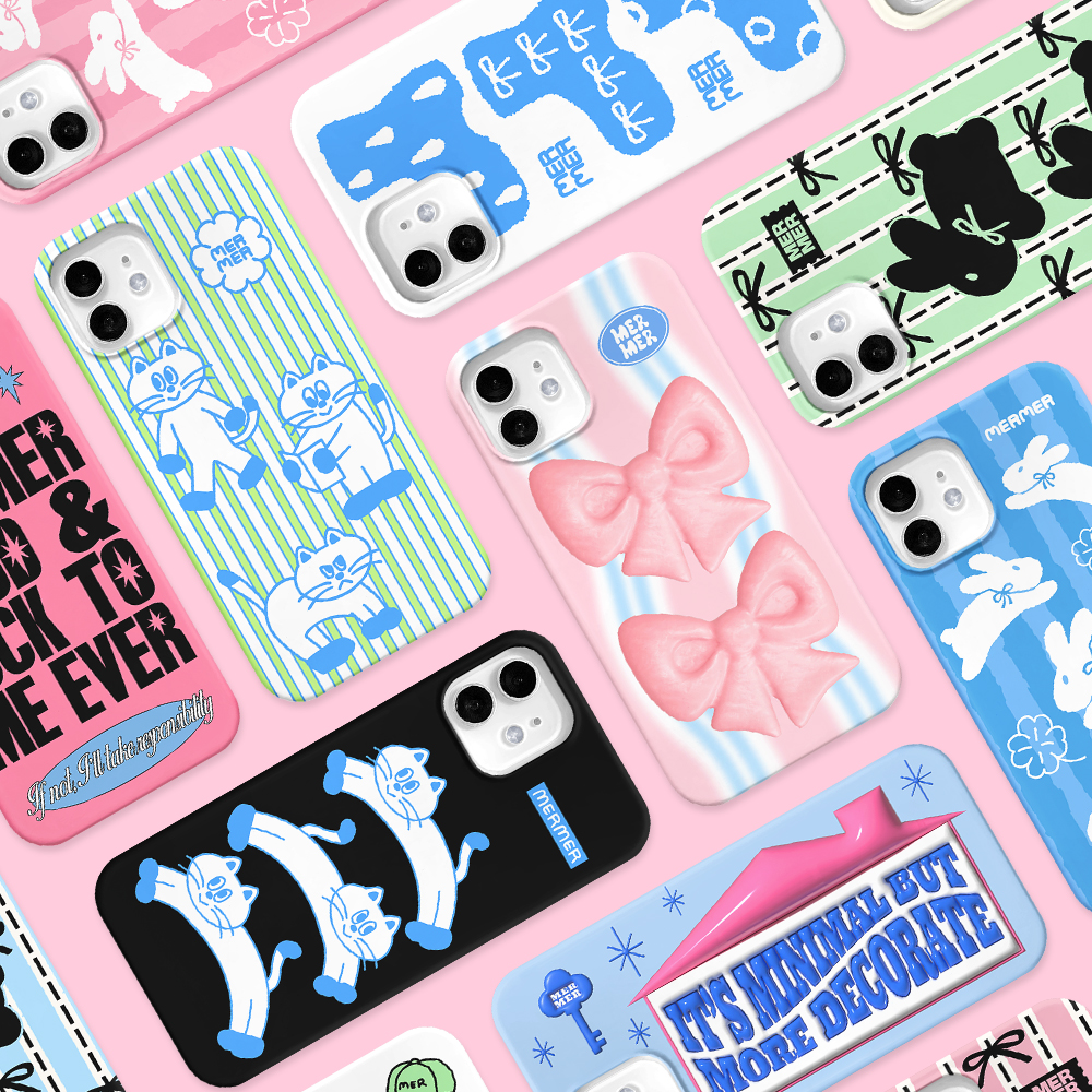 멀멀 [MD추천💖하드케이스 13종 모음전] MERMER CAT RABBIT 폰케이스 휴대폰케이스 아이폰15/14/13/12 ...
