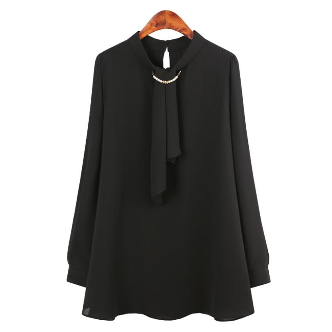 허밍퍼플 여성용 9945 Scarf 목걸이 Bl 빅사이즈 간절기 결혼식 정장 스카프 미시 마담 엄마 옷 진주 블라우스 여성의류