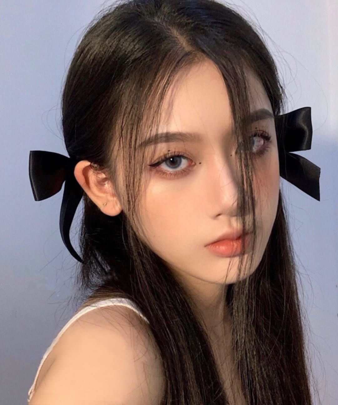 옆머리 리본핀 포인트 헤어핀 나비 블랙 화이트