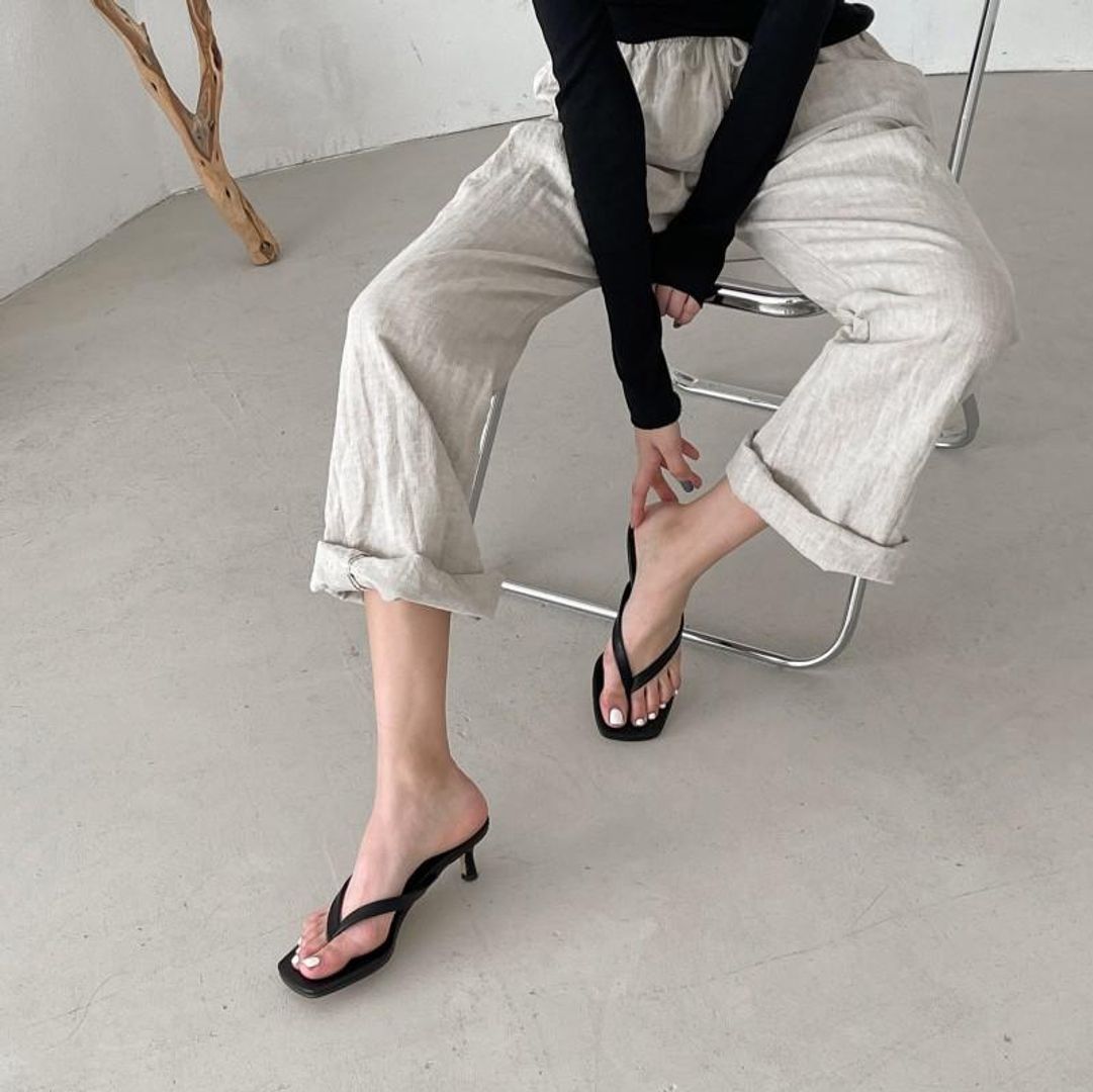 무료배송 토템 5cm 쪼리힐 조리힐 굽있는 미들 여자 스트랩 샌들 힐 뮬 여름 구두