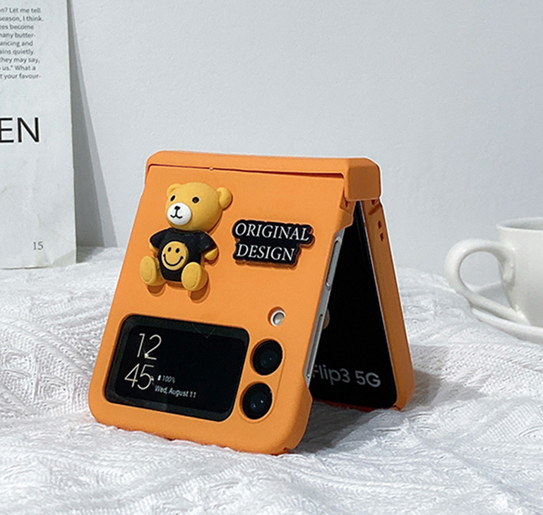2차재입고완 당일발송 갤럭시 Z플립3 Z플립4 케이스 핸드폰 폰 지플립 제트플립 클리어 젤리 하드 투명 오렌지 곰돌이 베어 갤럭시 삼성 우정케이스 커플케이스 심플한케이스 생일선물