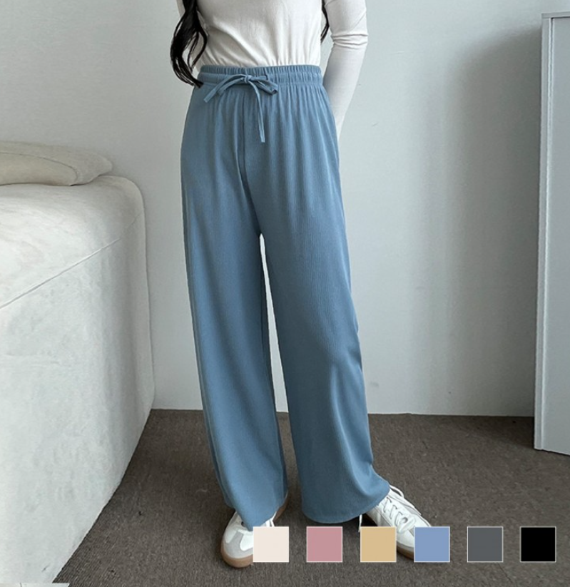 6컬러 골지와이드팬츠 밴딩바지 골지 여성와이드팬츠 와이드팬츠 통바지 밴딩 데일리바지 츄리닝바지 여자와이드팬츠 와이드바지 트레이닝바지 봄 가을 여름 캐주얼바지 데일리팬츠