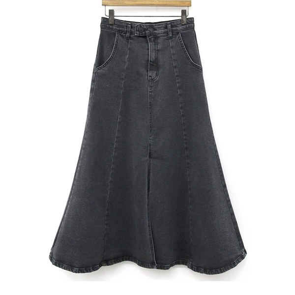 빅스몰샵 흑청 앞트임 롱스커트 빅사이즈 스커트 플레어스커트 허리밴딩 투버튼 흑청스판 플러스사이즈 빅사이즈스커트 밴딩스커트 흑청치마 데님블랙스커트