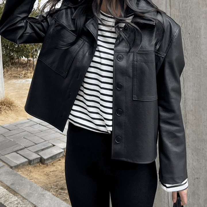 [봄맞이할인🌸][인생레더 ] 젠 레더 카라jk 레더자켓 여자레더자켓 여자가죽자켓 라이더 미니멀 카라 긴팔 자켓 점퍼