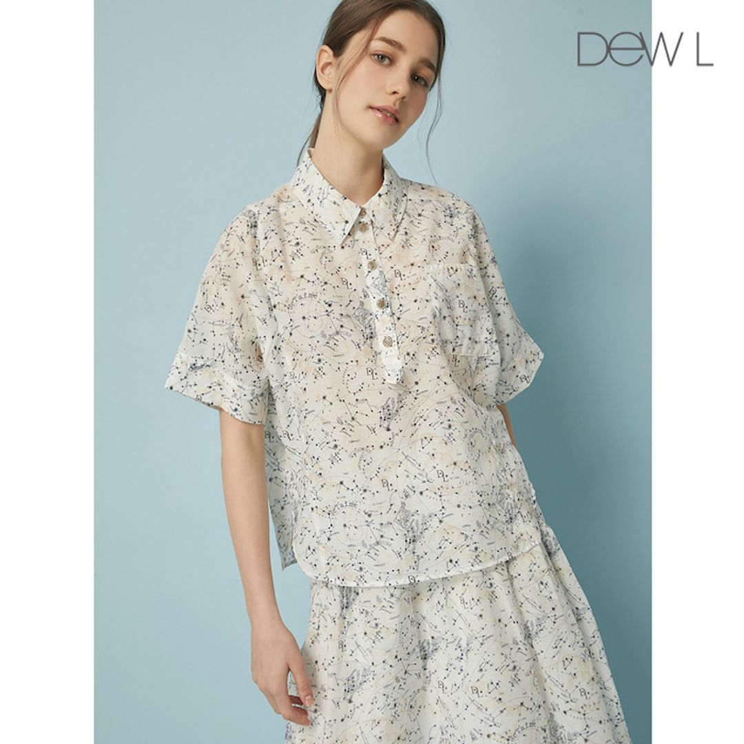 포스티 듀엘 별자리 프린트 블라우스 Whd222msc038