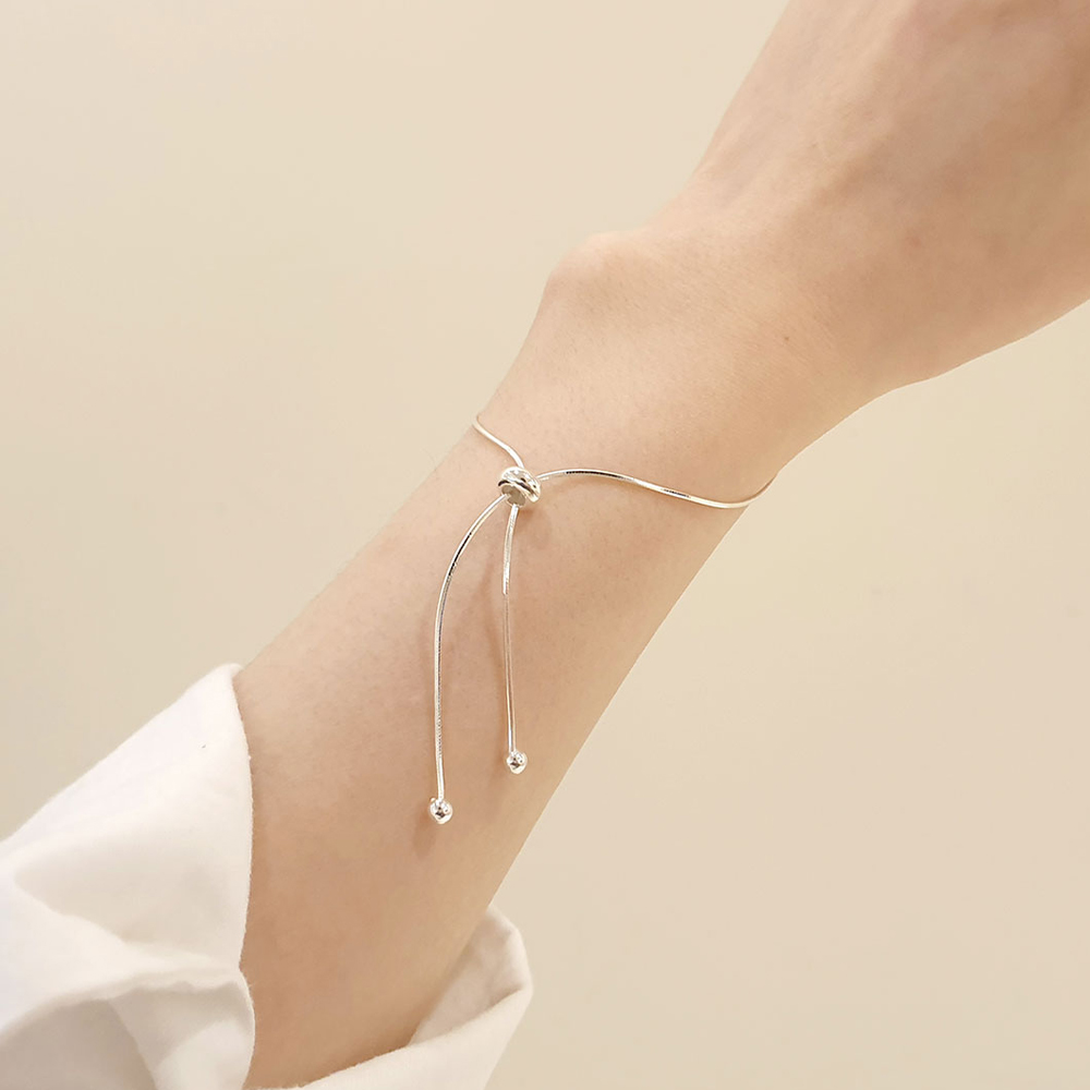 에이큐 당일출고 실버 925 슬라이딩 볼 매듭 리본 은 팔찌 Aq 주얼리 심플 데일리 여행 핑크 로즈 골드 금 순은 앤틱 빈티지 슬림 명품 스타일 포인트 긴 드롭 롱