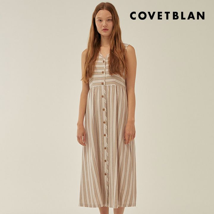 포스티 Covetblan 슬리브리스 스트라이프 원피스v214mop237w