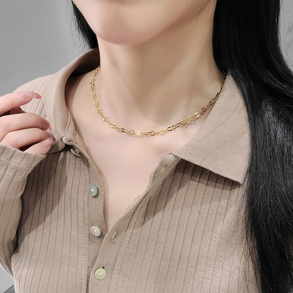 에이큐 당일출고 실버 925 이태리 넙적 볼드 체인 14k 로즈 골드 도금 순은 목걸이 Aq 주얼리 심플 데일리 롱 드롭 초커 앤틱 빈티지 써지컬 레이어드 스타일 명품 무알러지