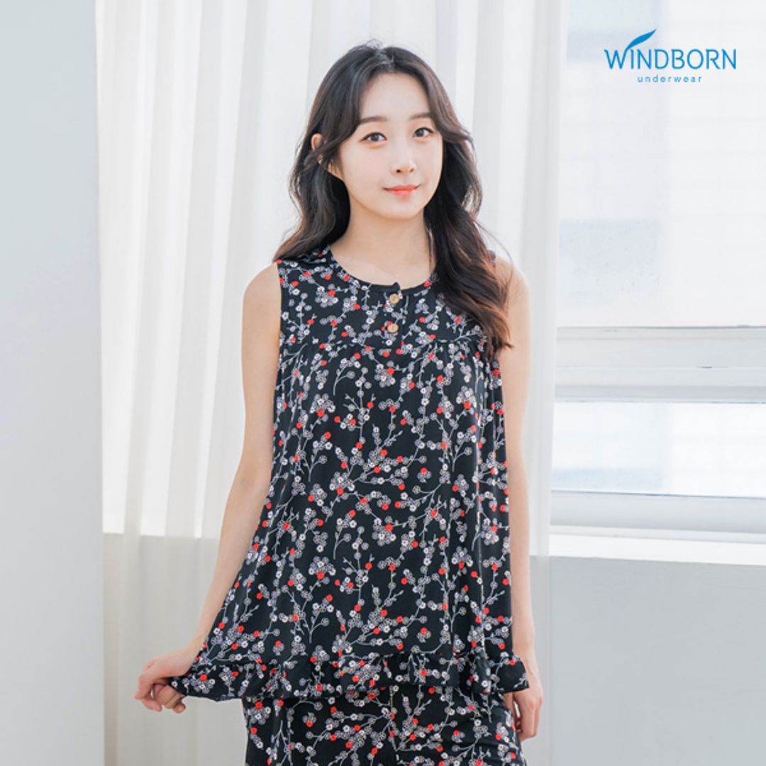 포스티 여성 쿨 냉감 패턴 민소매 상하세트매화