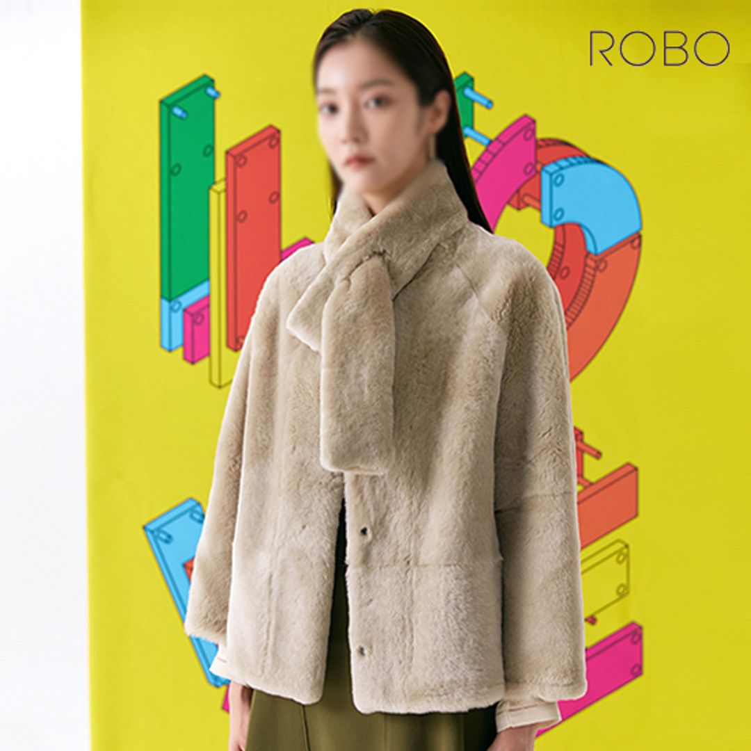 포스티 로보×스티븐 윌슨 리버시블 무스탕머플러 세트