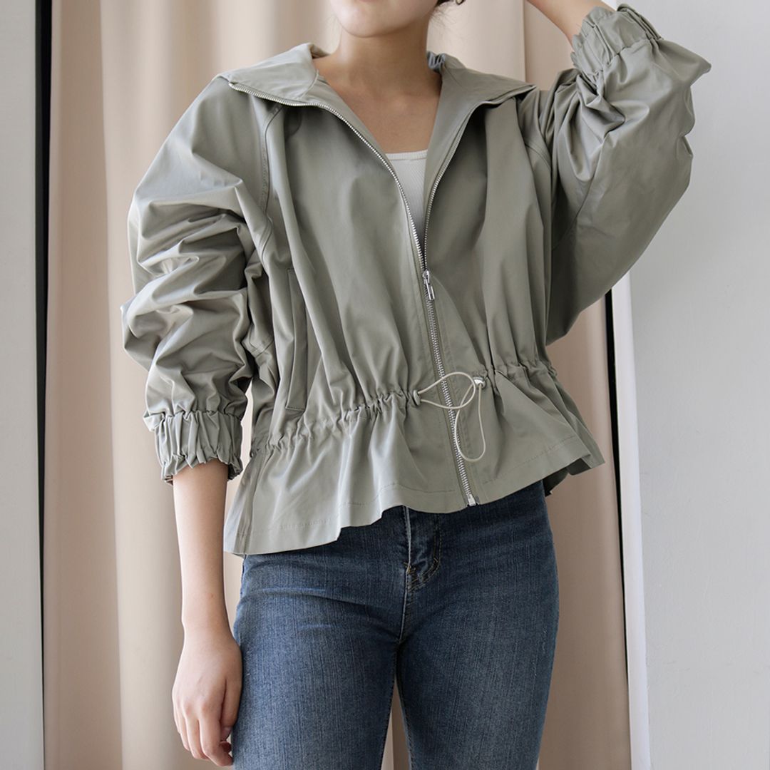 후드 집업 허리스트링 점퍼 바람막이 아우터