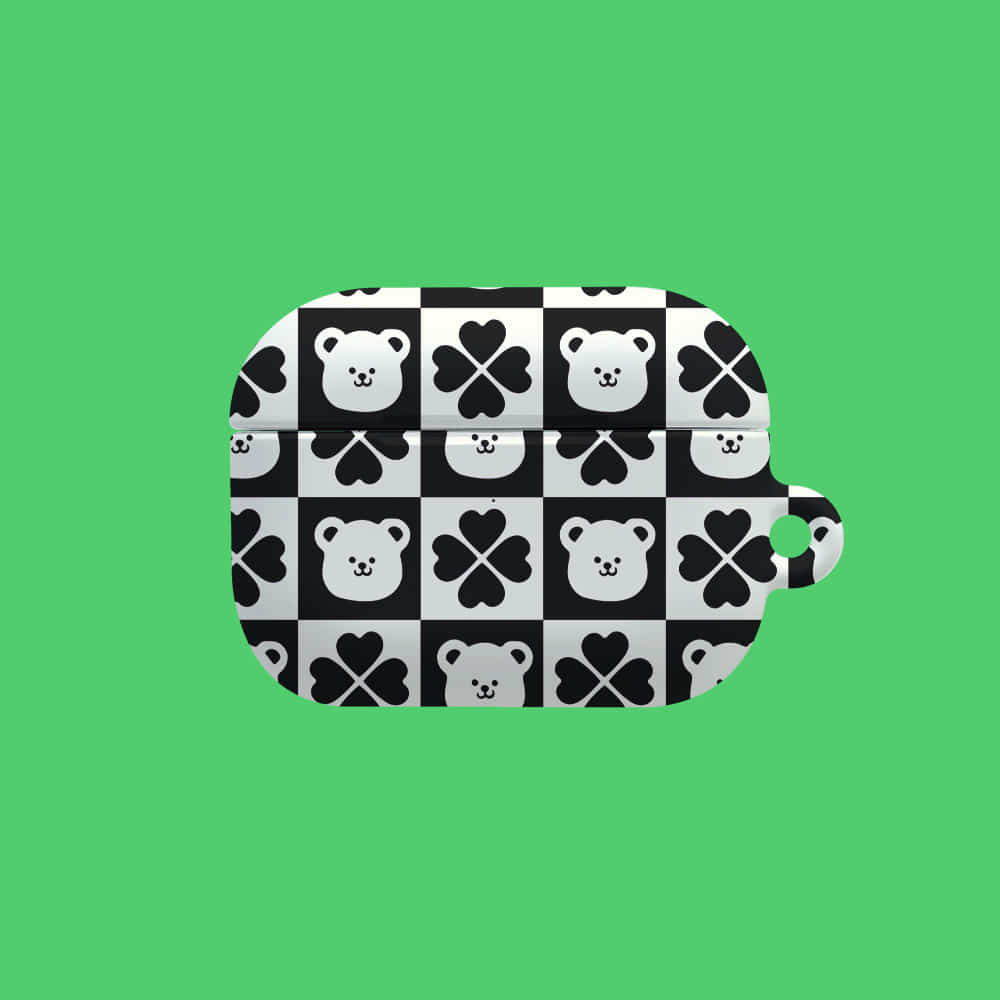 블루투스 케이스 캘리베어 클로버 체커보드 블랙 투명 하드 이어폰 에어팟 1세대 2세대 3세대 에어팟프로 에어팟프로2 블루투스 버즈2 버즈라이브 버즈프로 버즈프로2 케이스