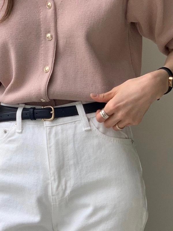 베르가못 플랫 레더 벨트 리얼레더 소가죽 bt (2col)