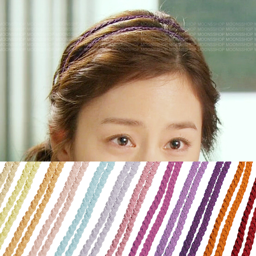 문스샵 32컬러 꼬임 트위스트 헤어밴드 머리띠 고무줄 땋은 밴드 스웨이드 1줄 2줄 여자 여성 예쁜 헤어 악세사리