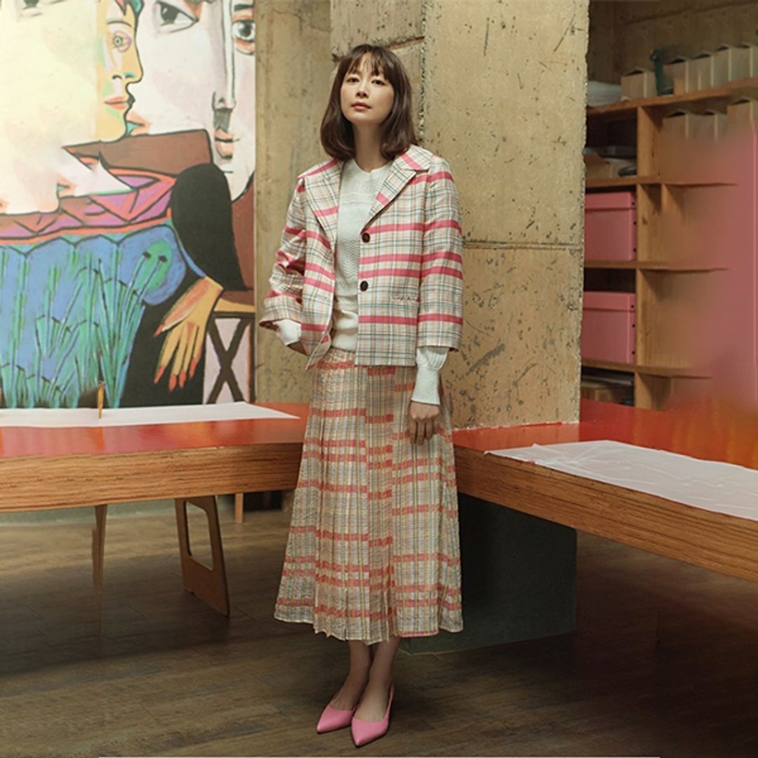 포스티 지스튜디오 체크 플리츠스커트