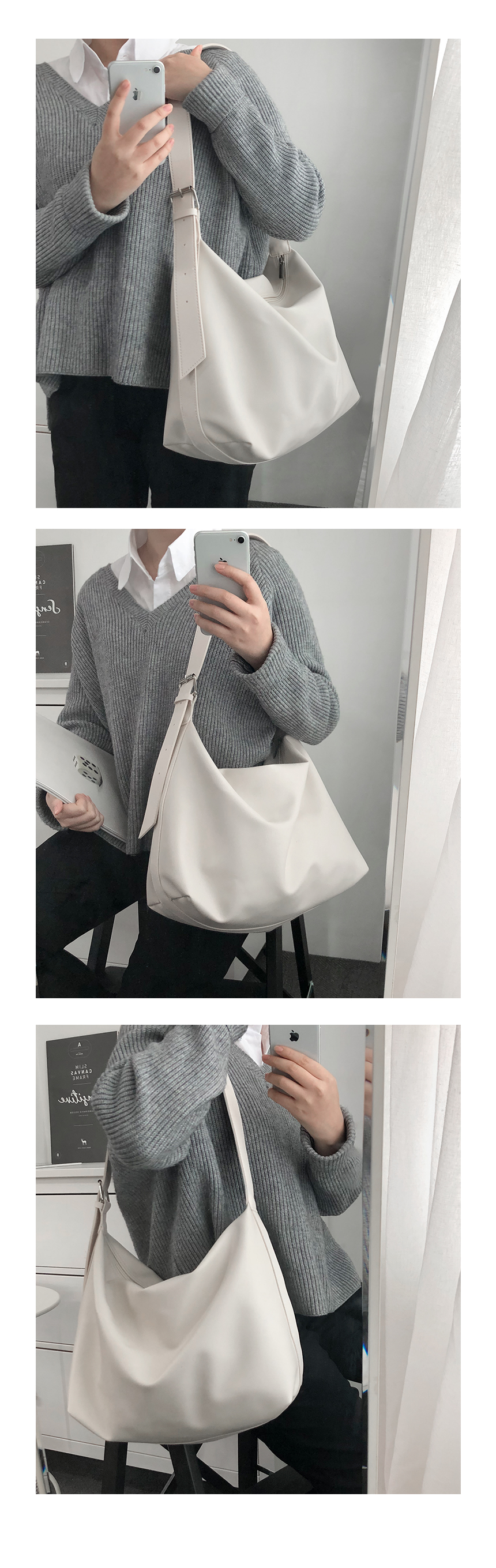 데일리바인 특가당일발송 3col 빅사이즈 벨트스트랩 숄더 여행가방 직장인 대학생 출근 전공책 가방 보부상가방 캐주얼 패션룩 가죽 크로스백 Mo2237