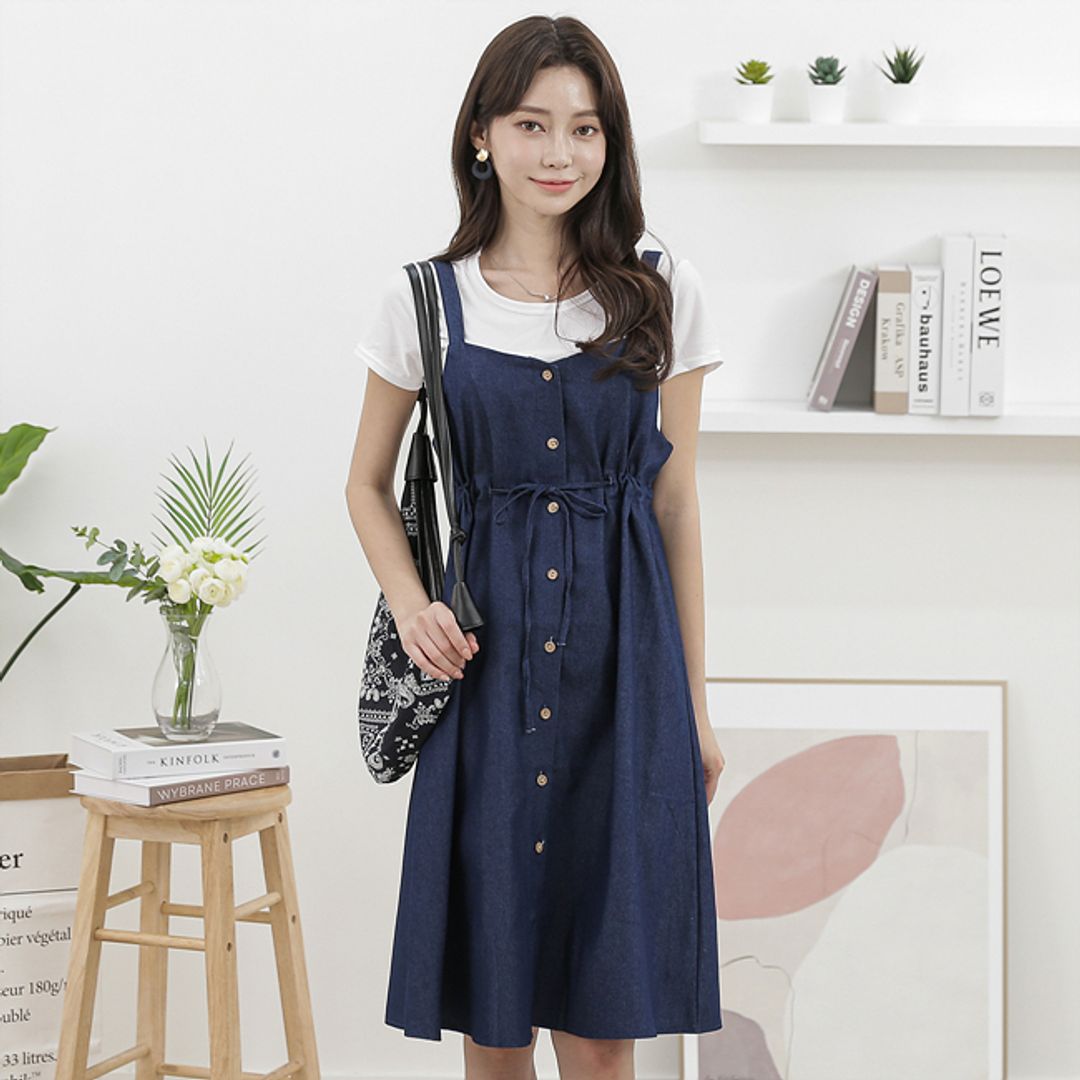 데님 뷔스티에 원피스 티셔츠 2종세트o2304se062b
