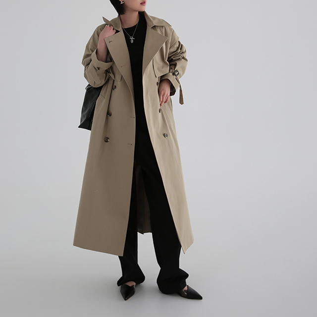 제이어반스 [ 당일출고ㅣMADE : JU ] 모디슨 루즈핏 오버 롱 더블 트렌치코트 자켓 2col