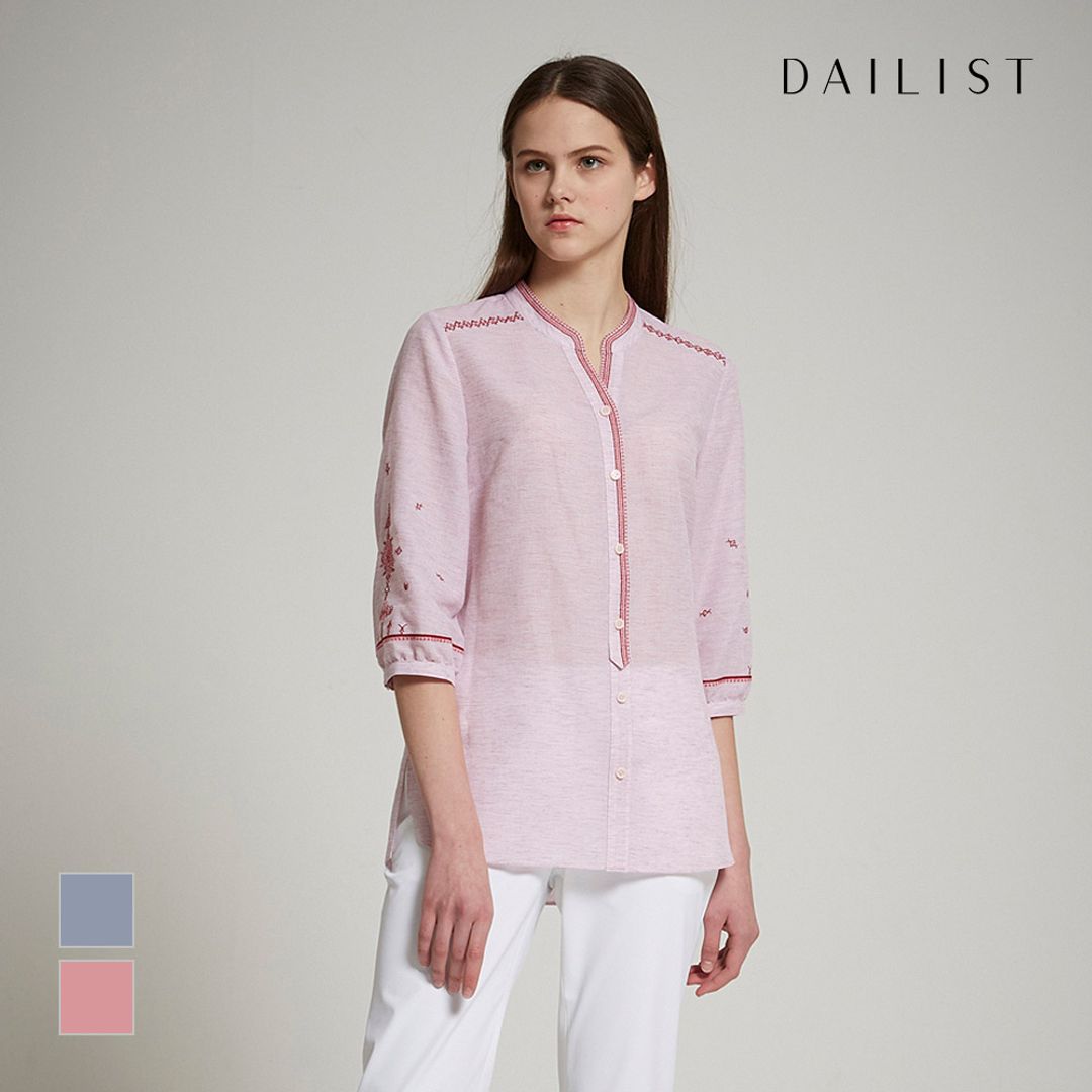 포스티 Ol데일리스트 차이나카라 자수 블라우스mdbnlwm4231