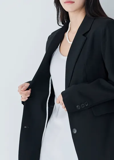 리틀마켓 Made 홑겹 테일러드 싱글 자켓 Jd36b1 빅사이즈아우터정장블레이저재킷베이지블랙하객결혼식오피스