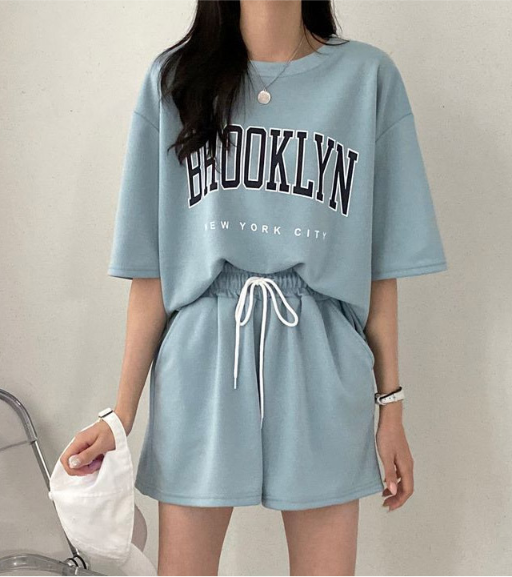 4컬러 클린반팔반바지세트 여성츄리닝세트 반팔세트 반바지세트 영문반팔티 여자츄리닝세트 트레이닝 여름츄리닝 츄리닝세트 셋업 상하세트 반팔반바지 컬러츄리닝 데일리 캐주얼 라운드반팔티