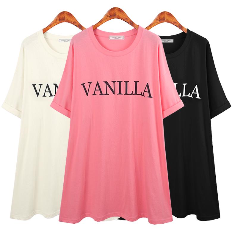 허밍퍼플 허밍퍼플 여성용 3422 Via 롱 박스 반팔티 빅사이즈 여름 영문 티셔츠 루즈핏 가벼운 시원한 편안한 힙을덮는 반팔 여성의류