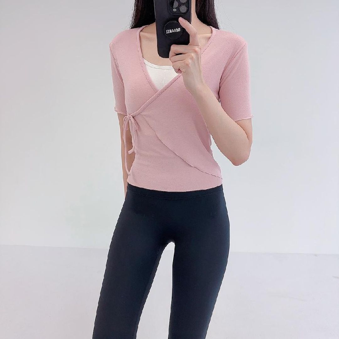 당일출고 로라벨 루루 랩스타일 커버업 필라테스 요가 상의 반팔 애슬레저