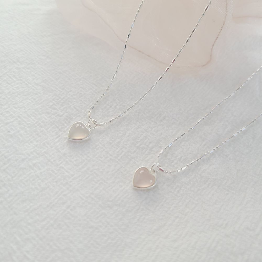 원데이블랑 [실버925/2color]하트 원석 목걸이
