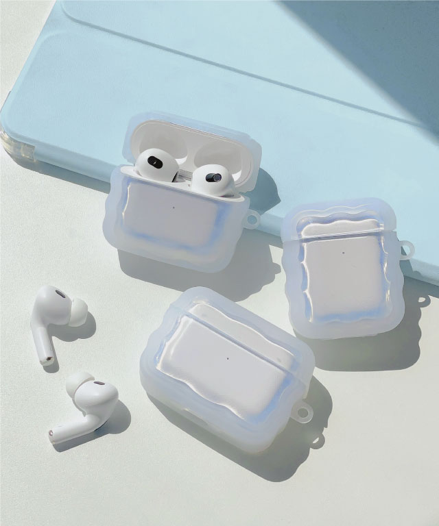 나인틴프라이데이 투명 에어팟 실리콘 케이스 물결 1세대 2세대 3세대 프로 프로2 키링 버즈 버즈2 버즈3 라이브 친구 생일 선물 우정 커플 우정템 커플템 기본템