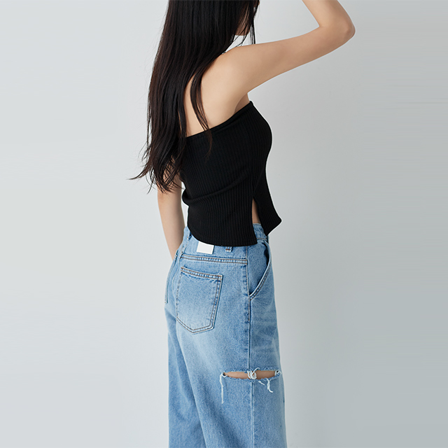 리틀마켓 💗봄여름신상💗 오프숄더 트임 언발 이너 골지 크롭 튜브 탑 Td98b3 끈없는 나시 슬릿 니트 썸머 화이트 블랙 베이지 데일리 여행 나들이 바캉스 휴양지 비치