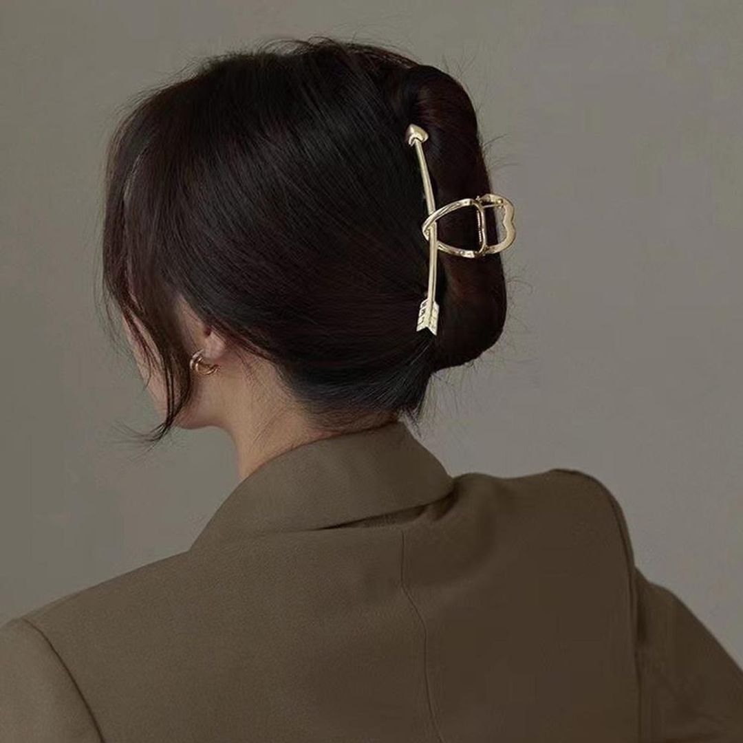 여자 큐피트 화살모양 메탈 하트 왕집게 머리핀